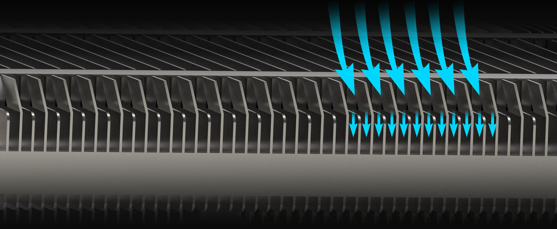 The angular and unequal fins height can channel the airflow through the ...